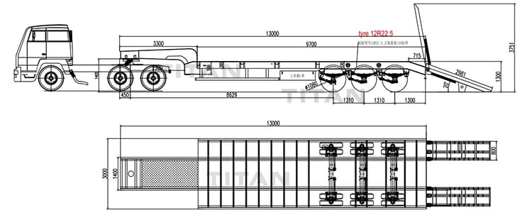 60 Ton 3 Axle Semi Low Loader Trailer for Sale in Congo