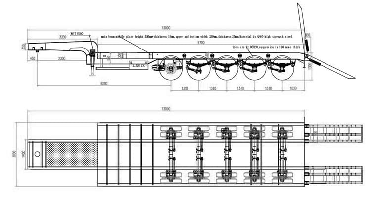 100 Ton 5 Axle Tractor Low Loader Trailer for Sale in Ghana