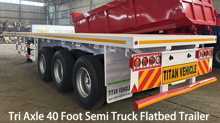 Tri Axle 40 Foot Semi Truck Flatbed Trailer for Sale in Jamaica