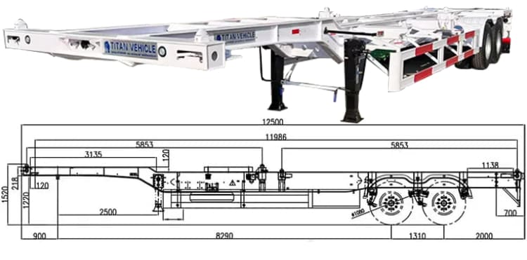 2 Axle 40Ft Intermodal Container Chassis Trailers for Sale in Jamaica