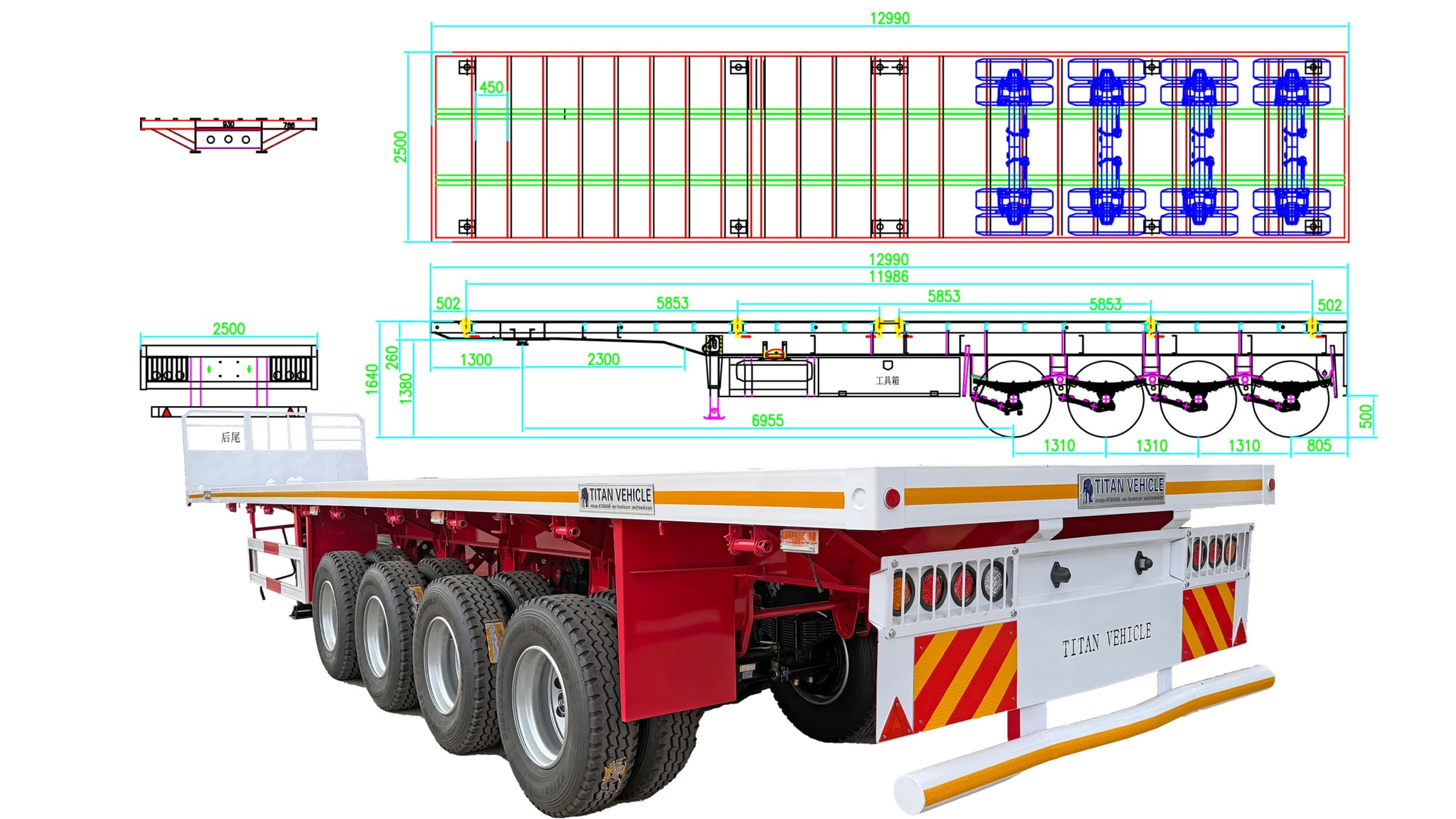 4 Axle Flatbed Semi Trailer for Sale Manufacturers in Kenya Mombasa
